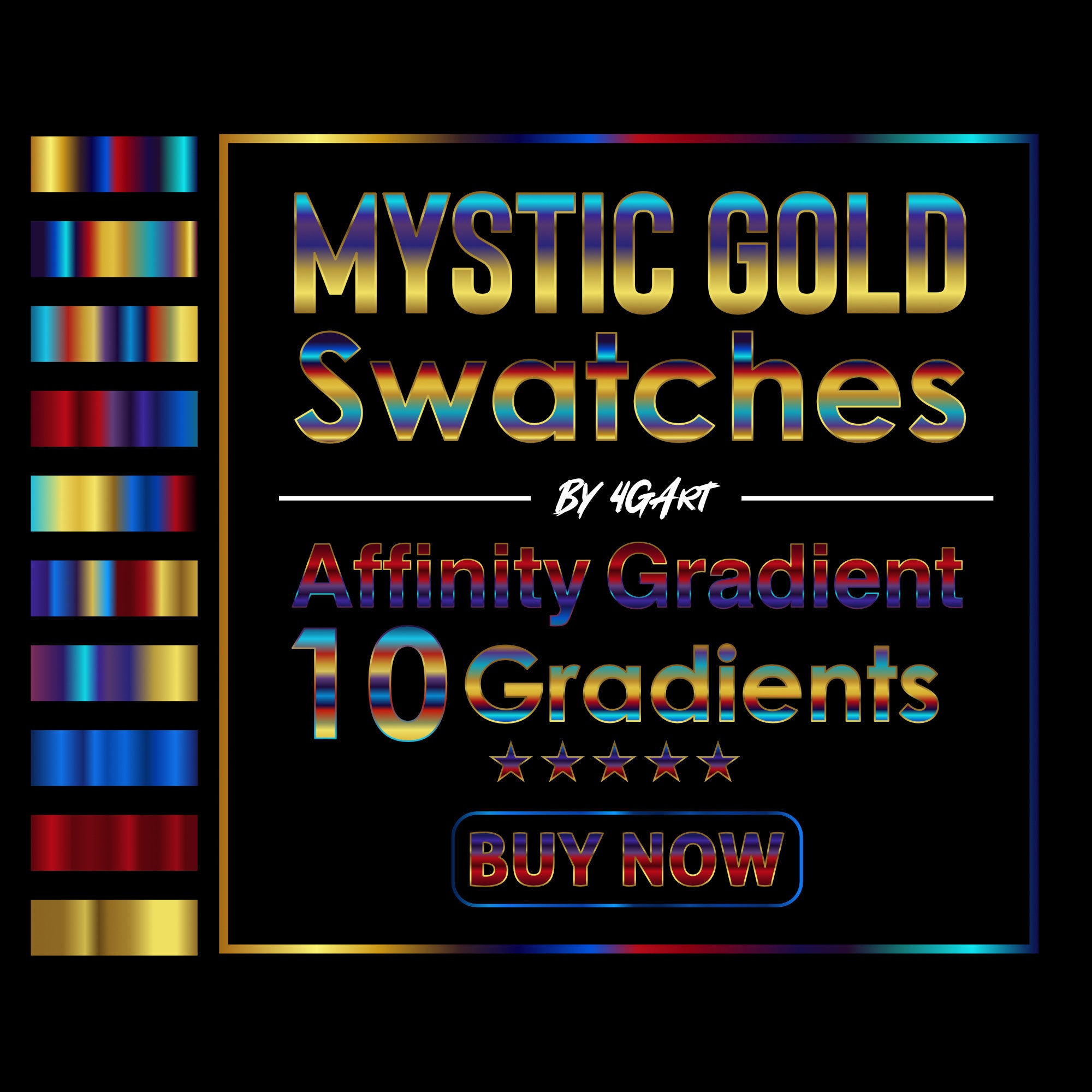 Mystic Gold Gradient Swatches for Adobe Illustrator - Etsy