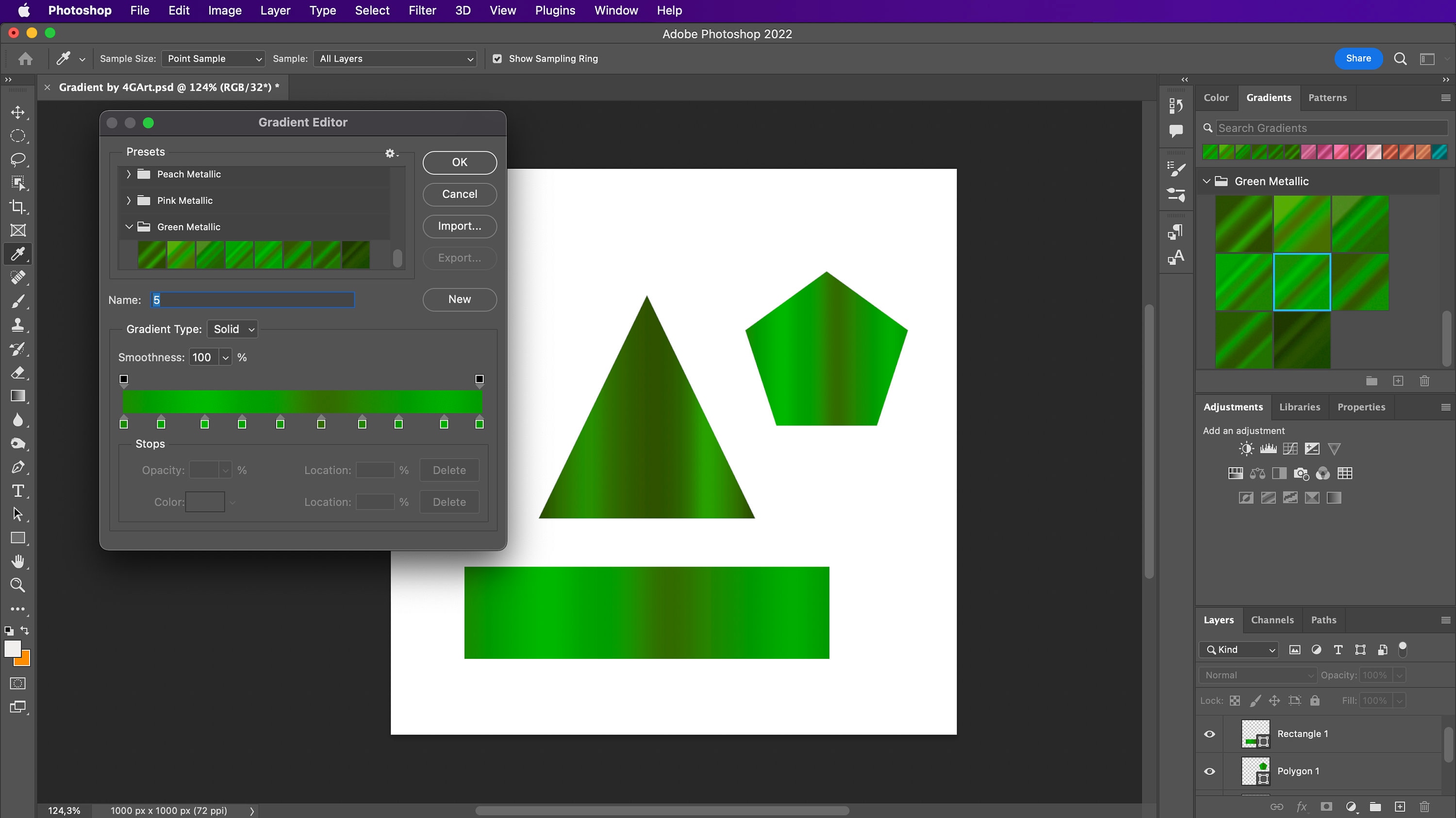 Green Metallic Color Gradient for Photoshop and Photopea.com - Etsy