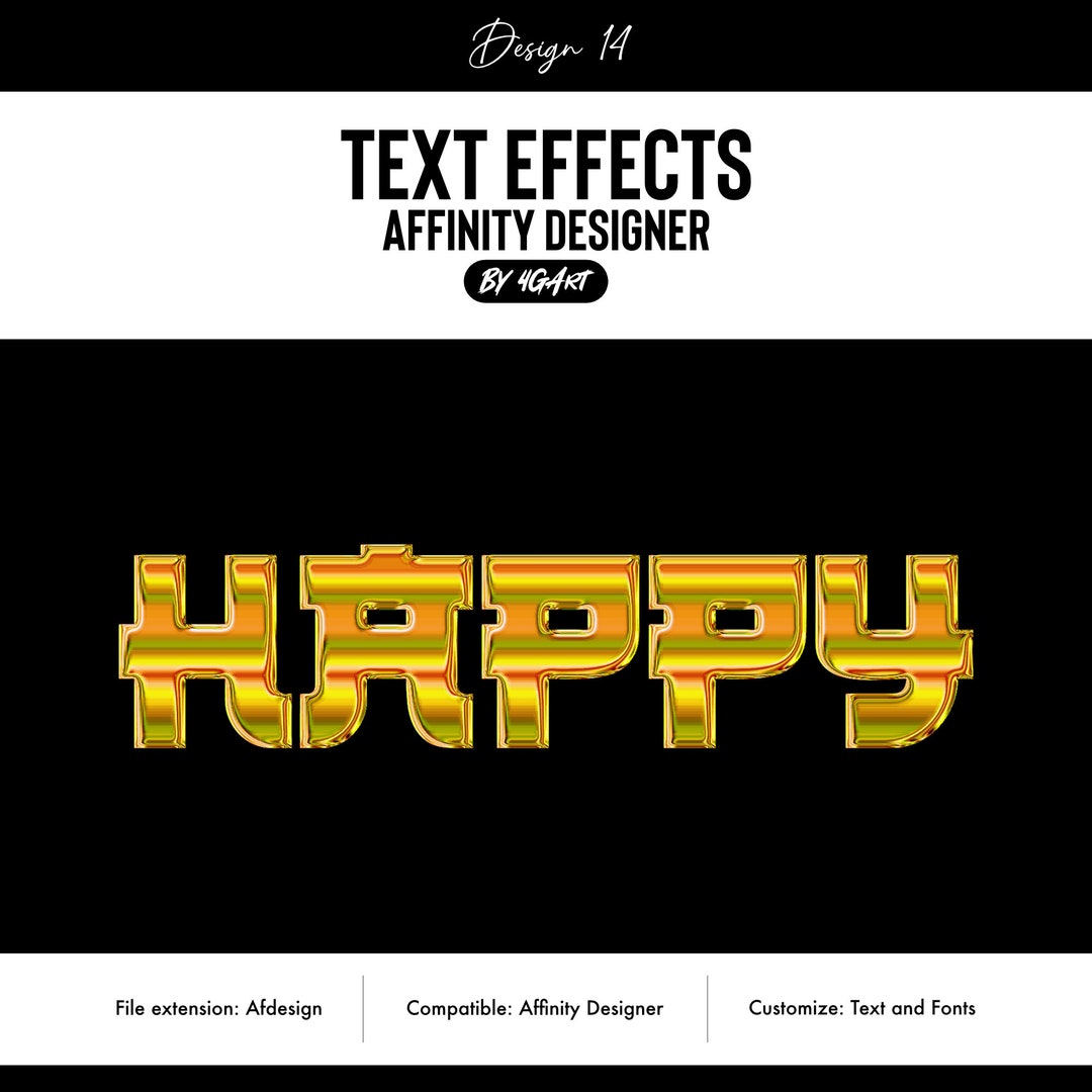 Text Effects for Affinity Designer | Chrome Gold Metallic Effects ...