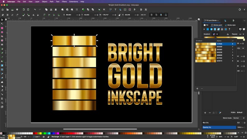Bright Gold Color Gradient Swatches for Inkscape | Inkscape Bright Gold ...