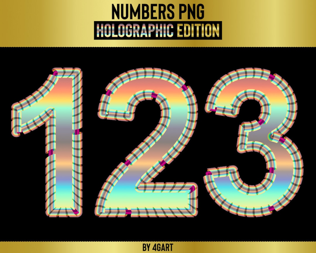 Numbers 0 to 9 Holographic With Transparent Background PNG, Overlays ...