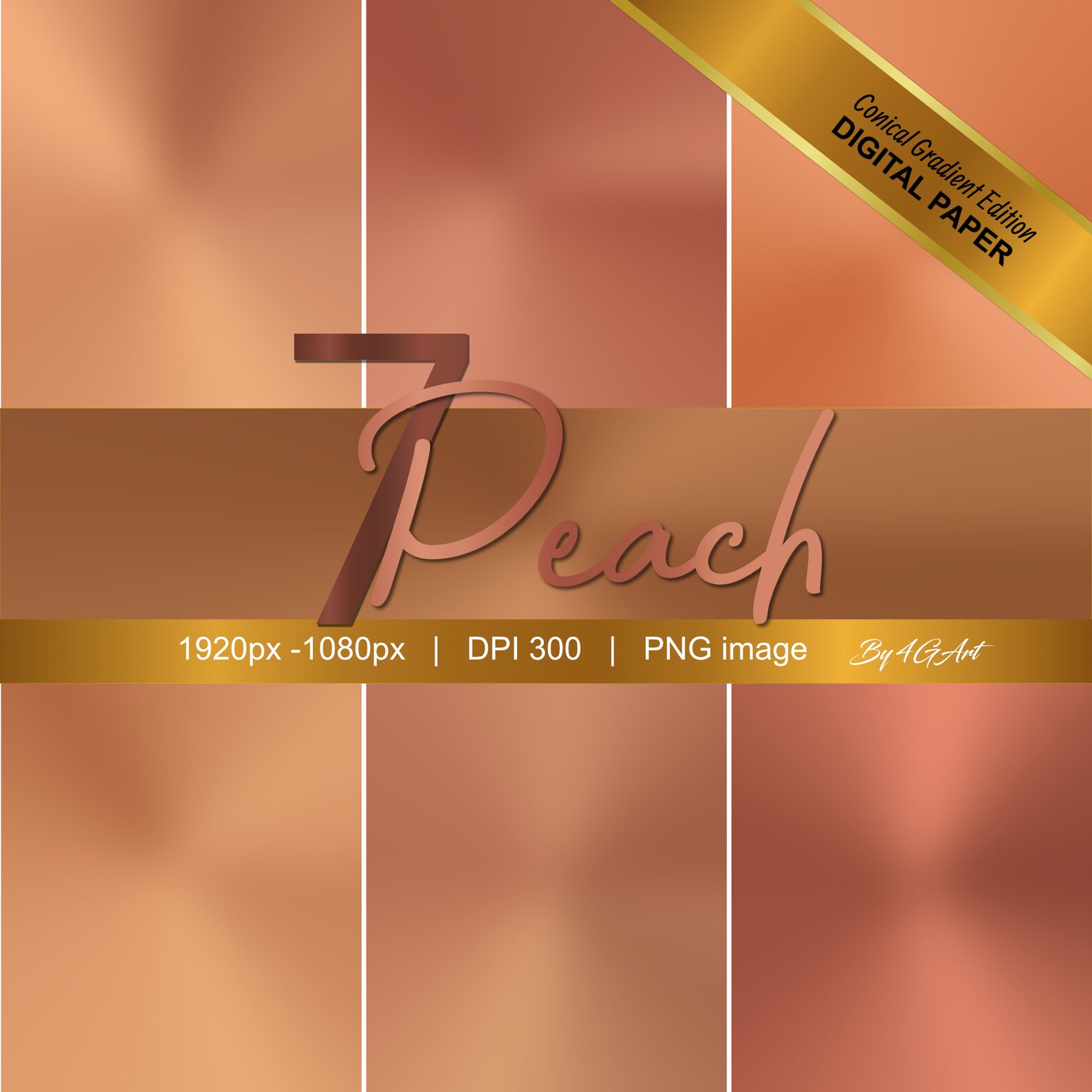 Peach Metallic Gradient Digital Paper | Conical Gradient | Gradient ...