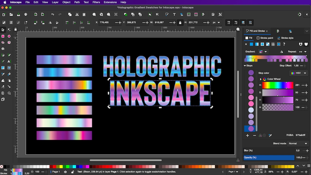 Holographic Color Gradient Swatches for Inkscape | Inkscape Holographic ...