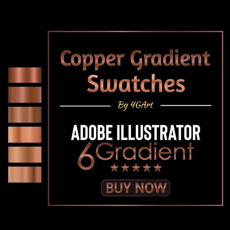 Copper Color Gradient Swatches for Adobe Illustrator | Metallic ...