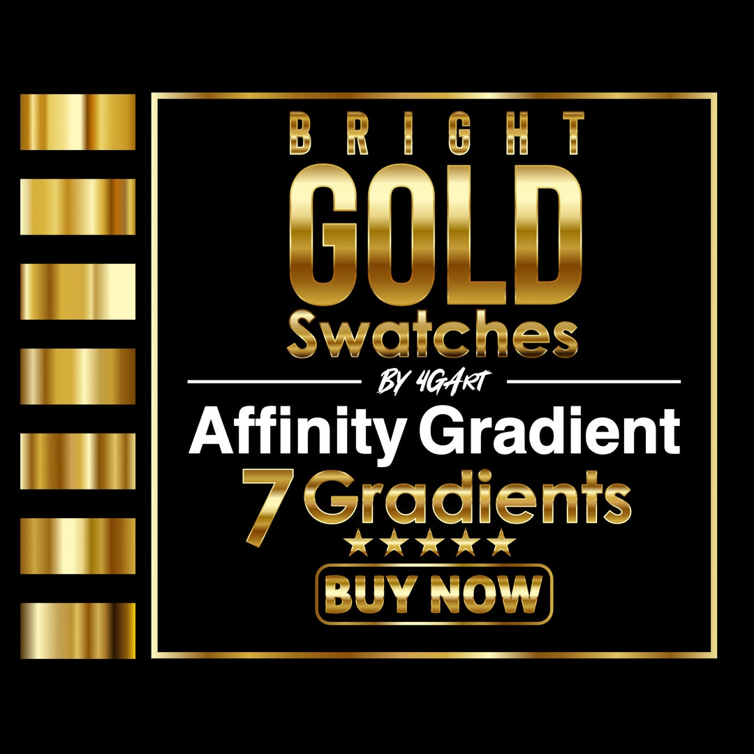Bright Gold Metallic Gradient Swatches for Affinity Designer, Affinity Photo and Affinity ...