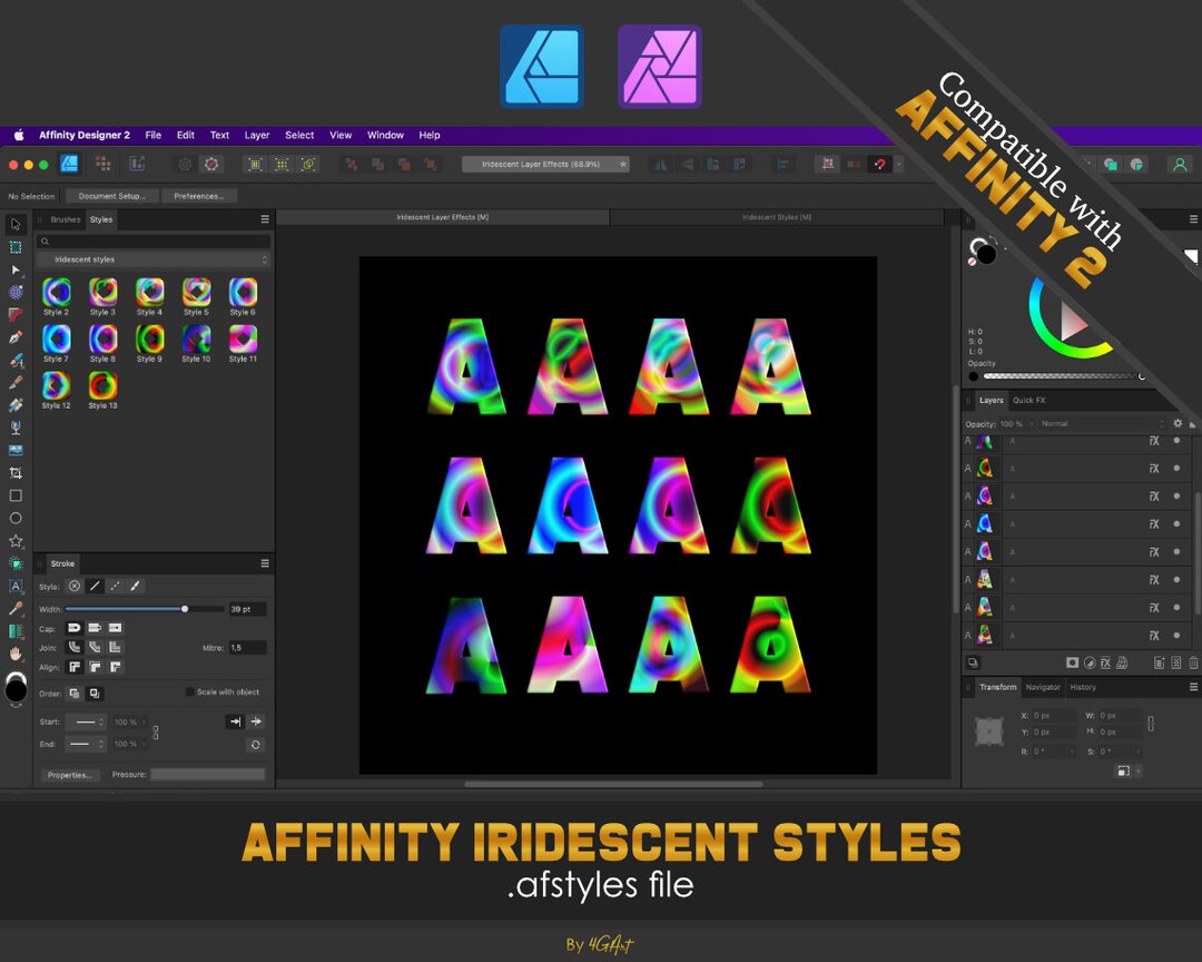 Affinity Iridescent Styles Affinity Designer Affinity - Etsy
