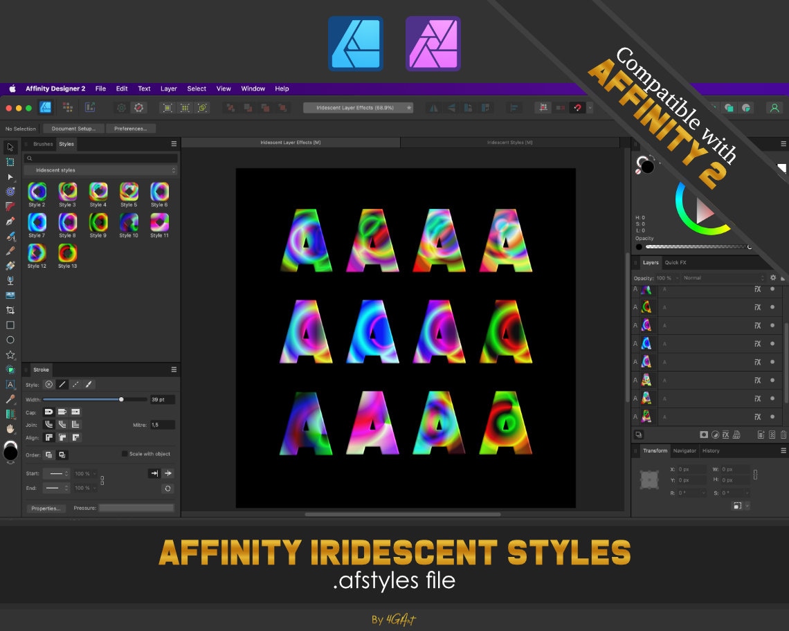Affinity Iridescent Styles Affinity Designer Affinity - Etsy