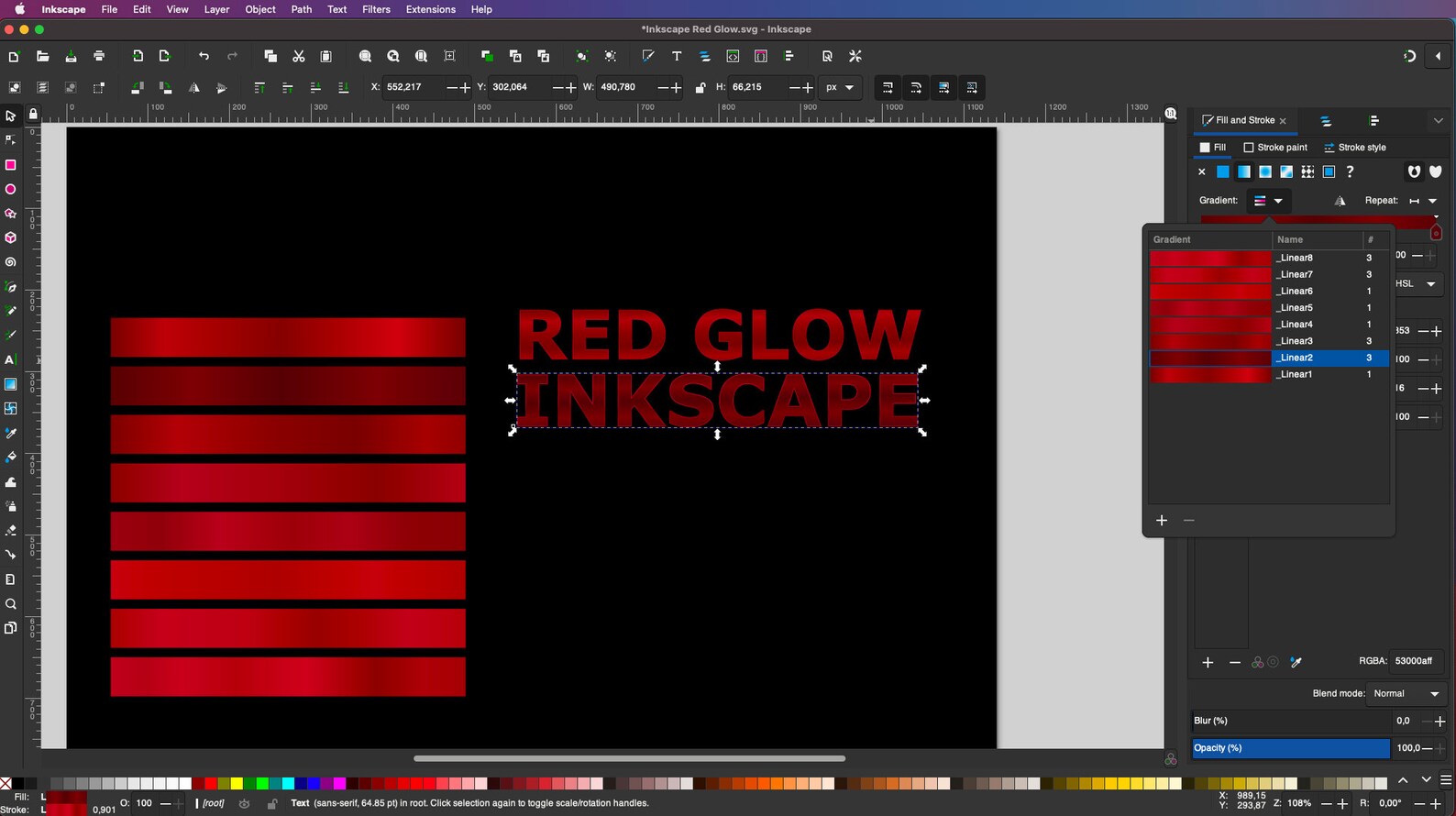 Red Color Gradient Swatches for Inkscape | Inkscape Red Gradient | Red ...