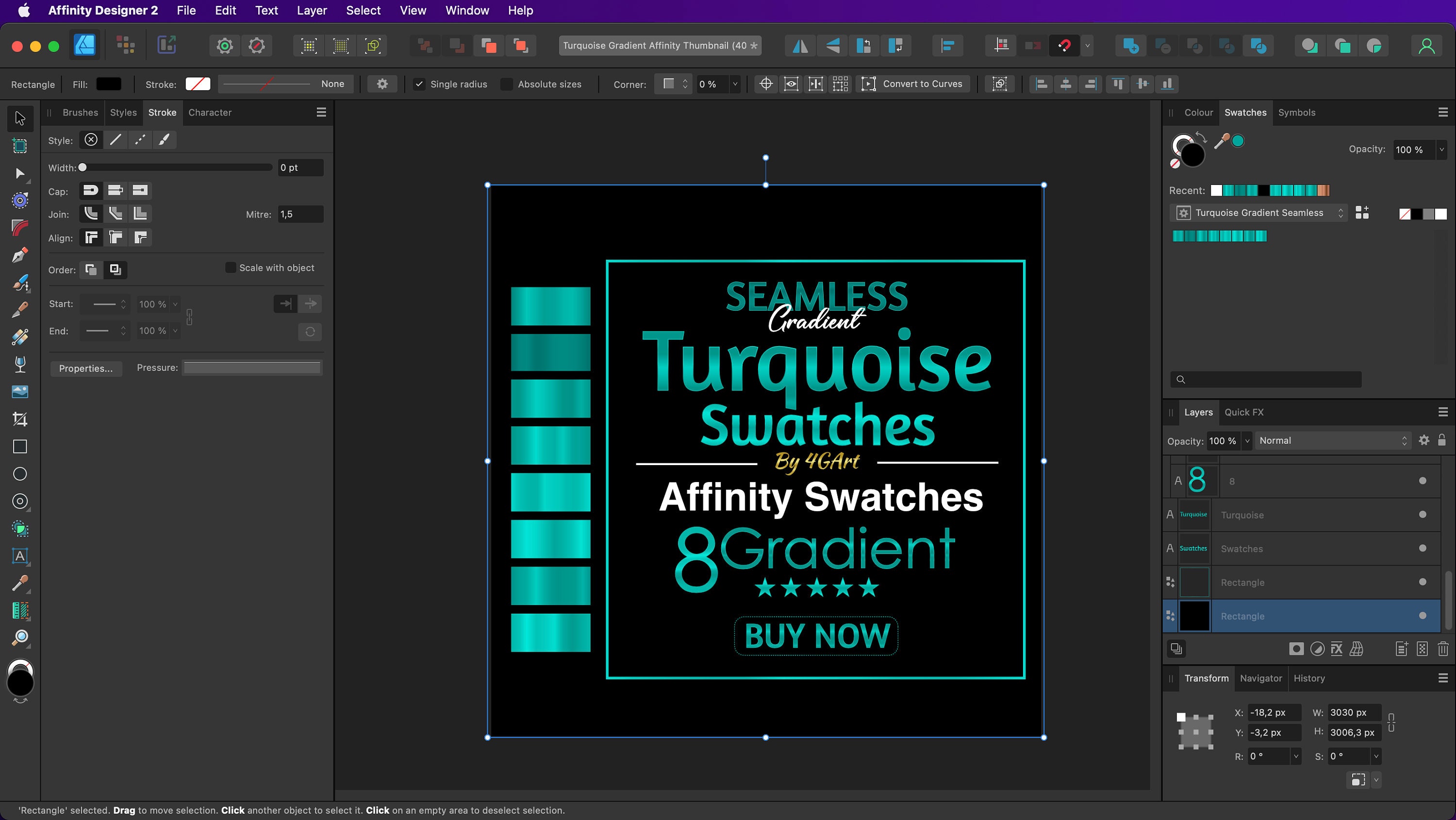 Seamless Turquoise Color Gradient Swatches for Affinity Designer ...