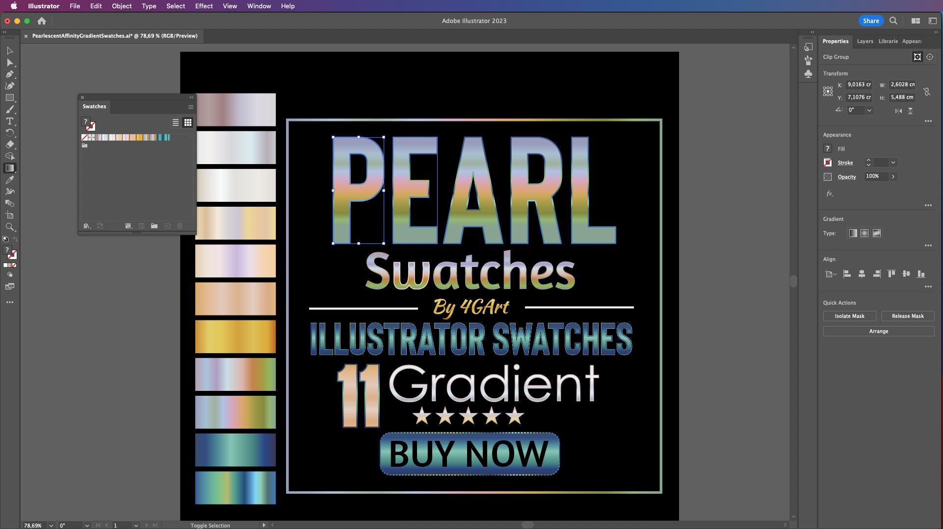 Pearlescent Gradient Swatches for Illustrator | Pearl Gradient | Adobe ...