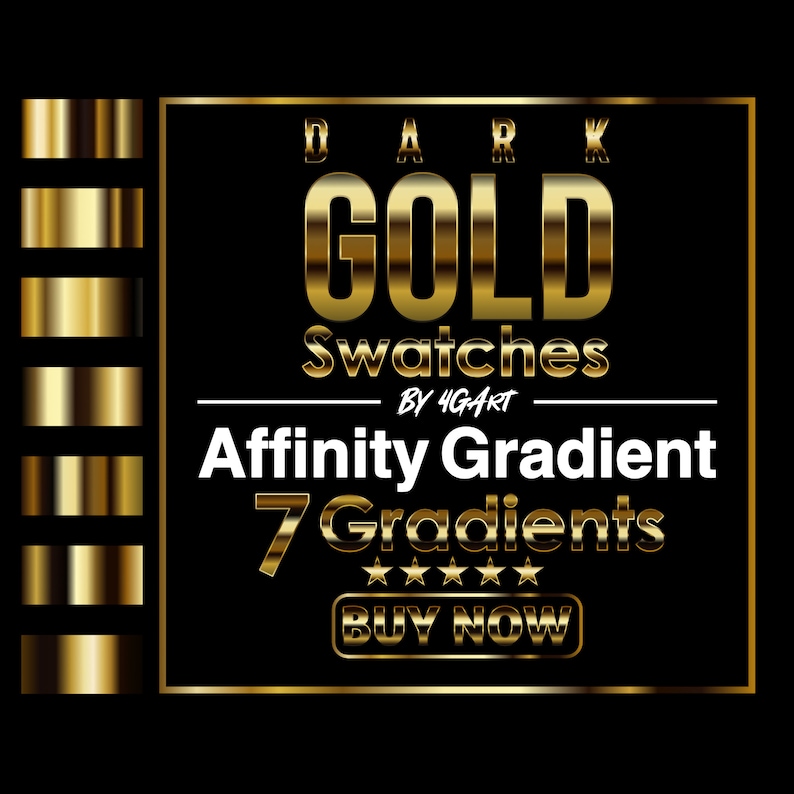 Dark Gold Metallic Gradient Swatches for Affinity Designer, Affinity Photo and Affinity ...