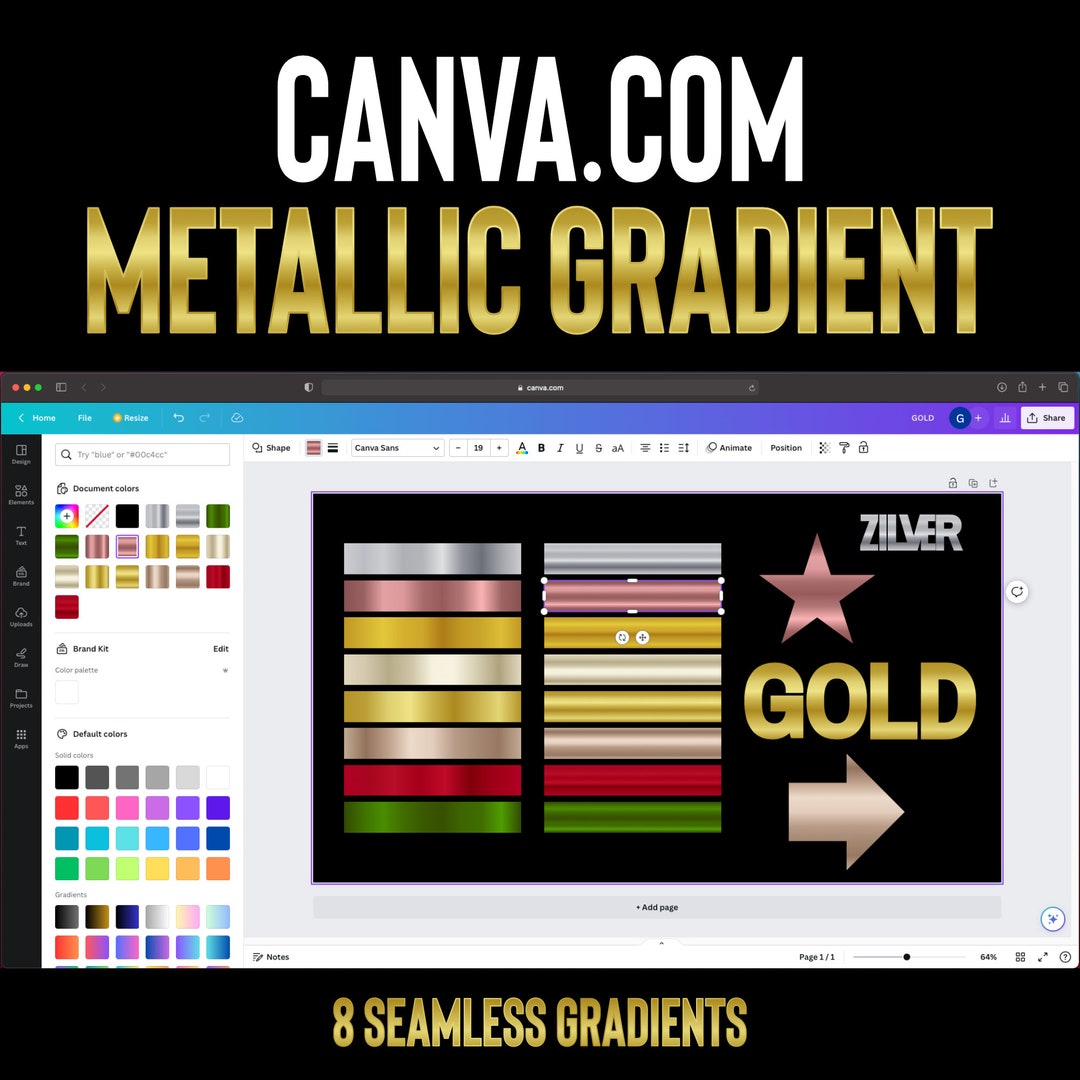 Canva.com Metallic Seamless Gradient Swathes | Metallic Gradient ...