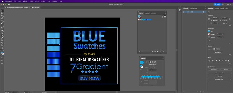 Blue Gradient Swatches for Illustrator - Etsy