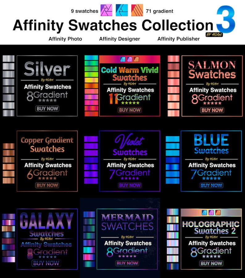 Affinity Gradient Swatches Collection Bundle 3 for Affinity - Etsy