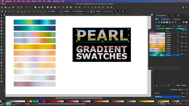 Pearl Color Gradient Swatches for Inkscape | Inkscape Pearl Gradient ...