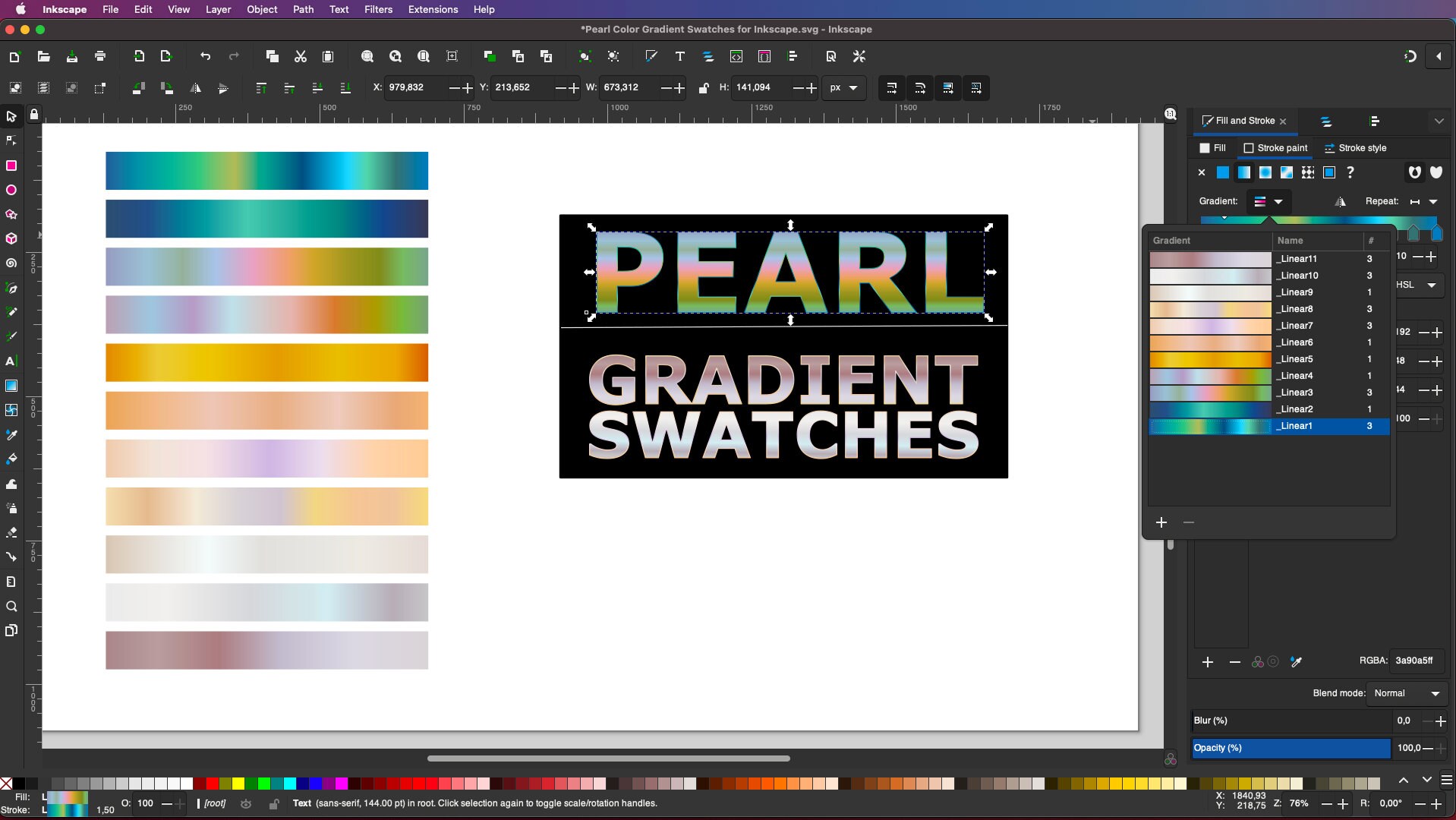 Pearl Color Gradient Swatches for Inkscape | Inkscape Pearl Gradient ...