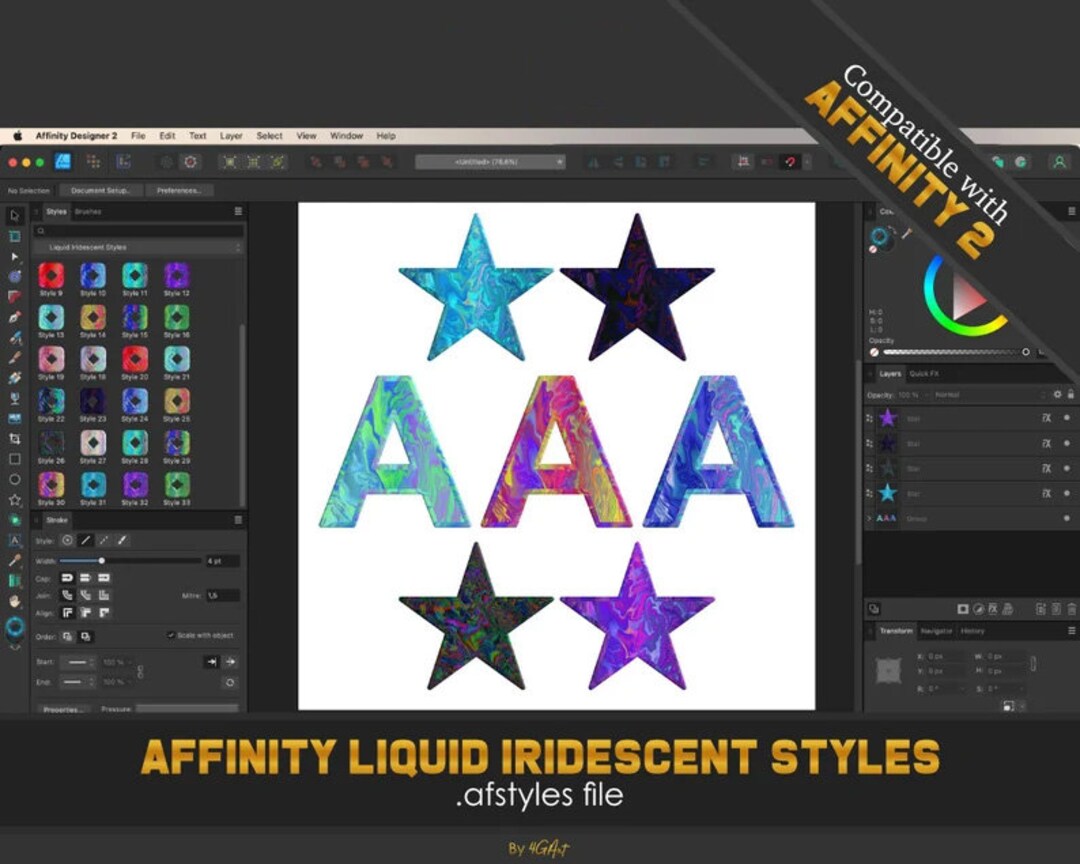 Affinity Liquid Iridescent Styles | Affinity Designer | Affinity Photo ...
