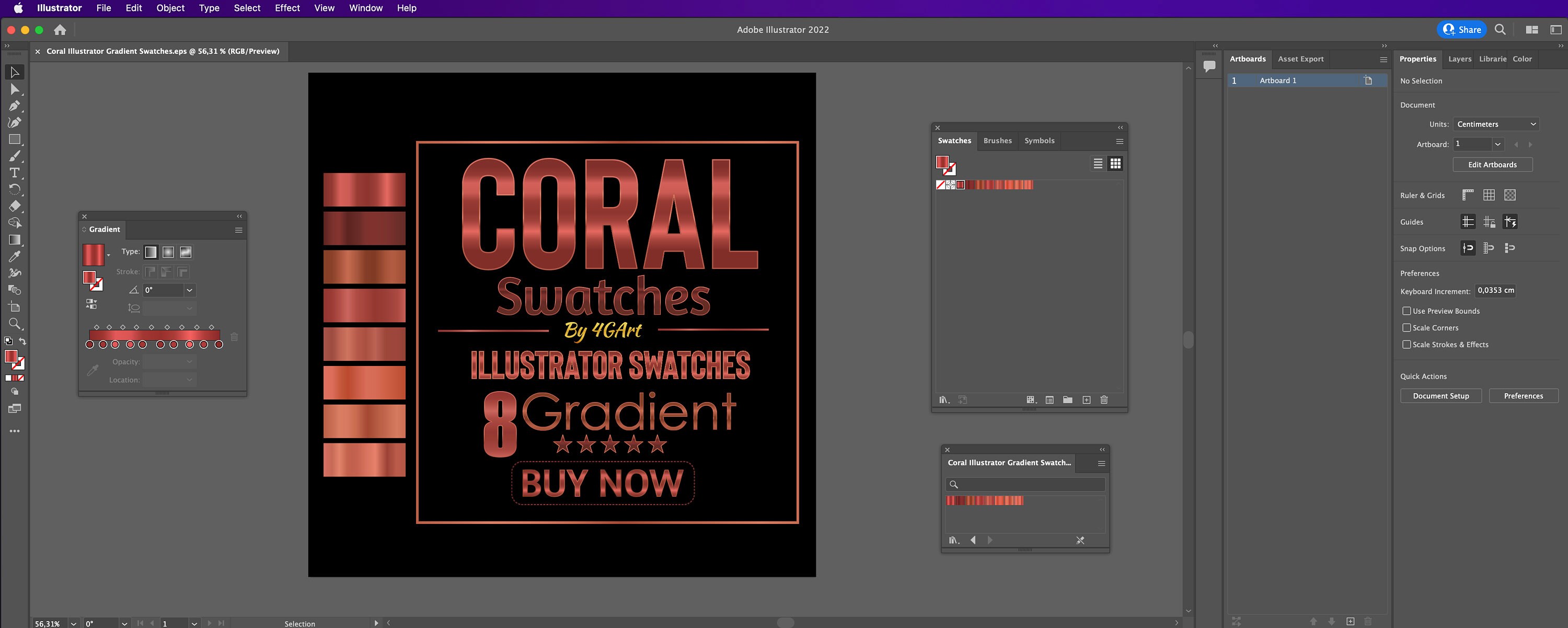 Coral Gradient Swatches for Illustrator | Adobe Illustrator Swatches - Etsy