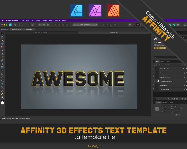 Affinity 3D Text Effects Template for Affinity Designer and - Etsy