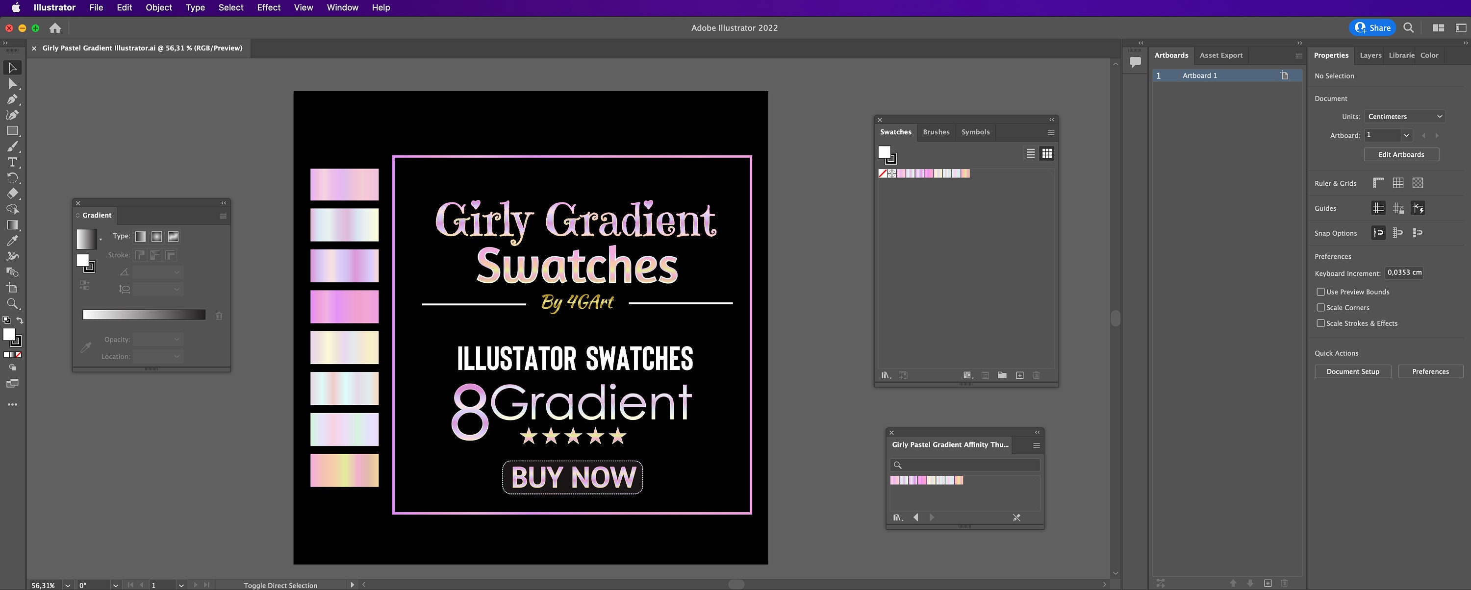 Girly Pastel Gradient Swatches for Illustrator | Adobe Illustrator ...