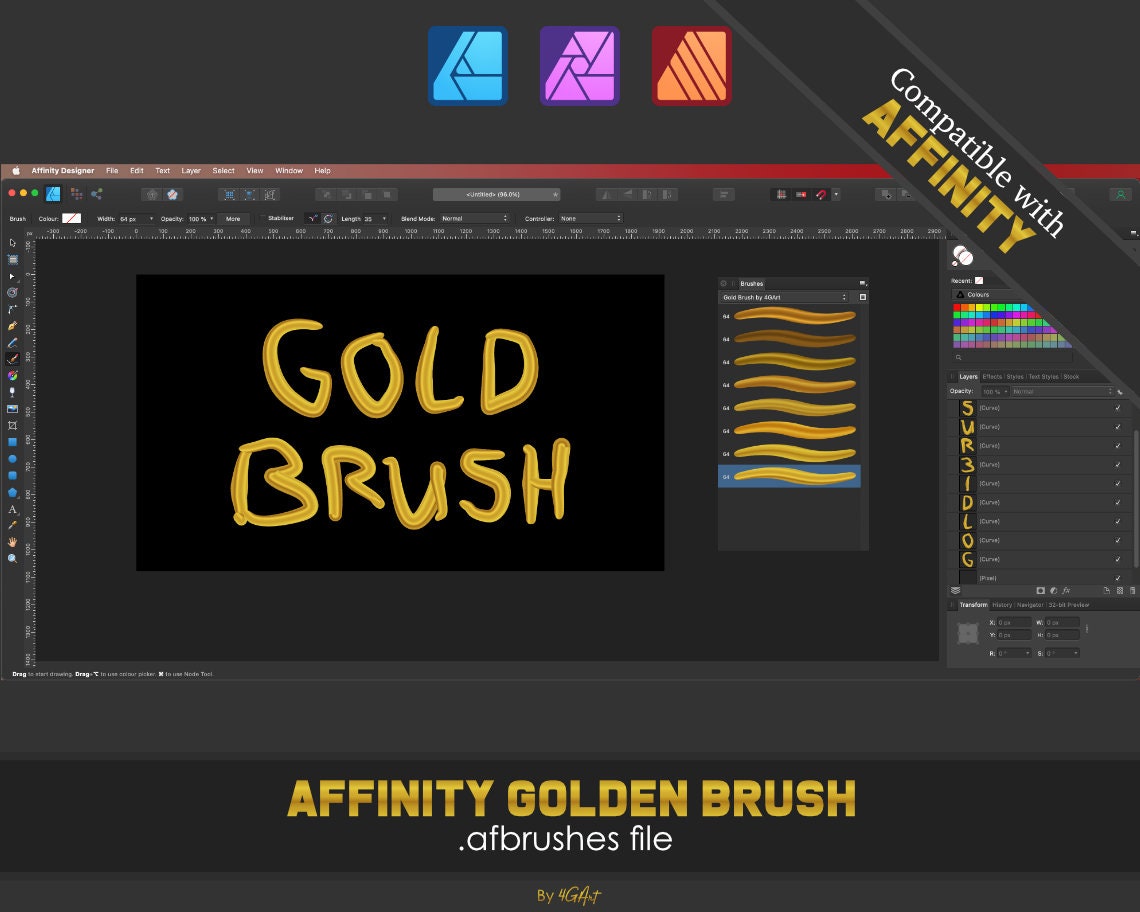 Affinity Golden Brushes Affinity Designer Affinity Photo - Etsy