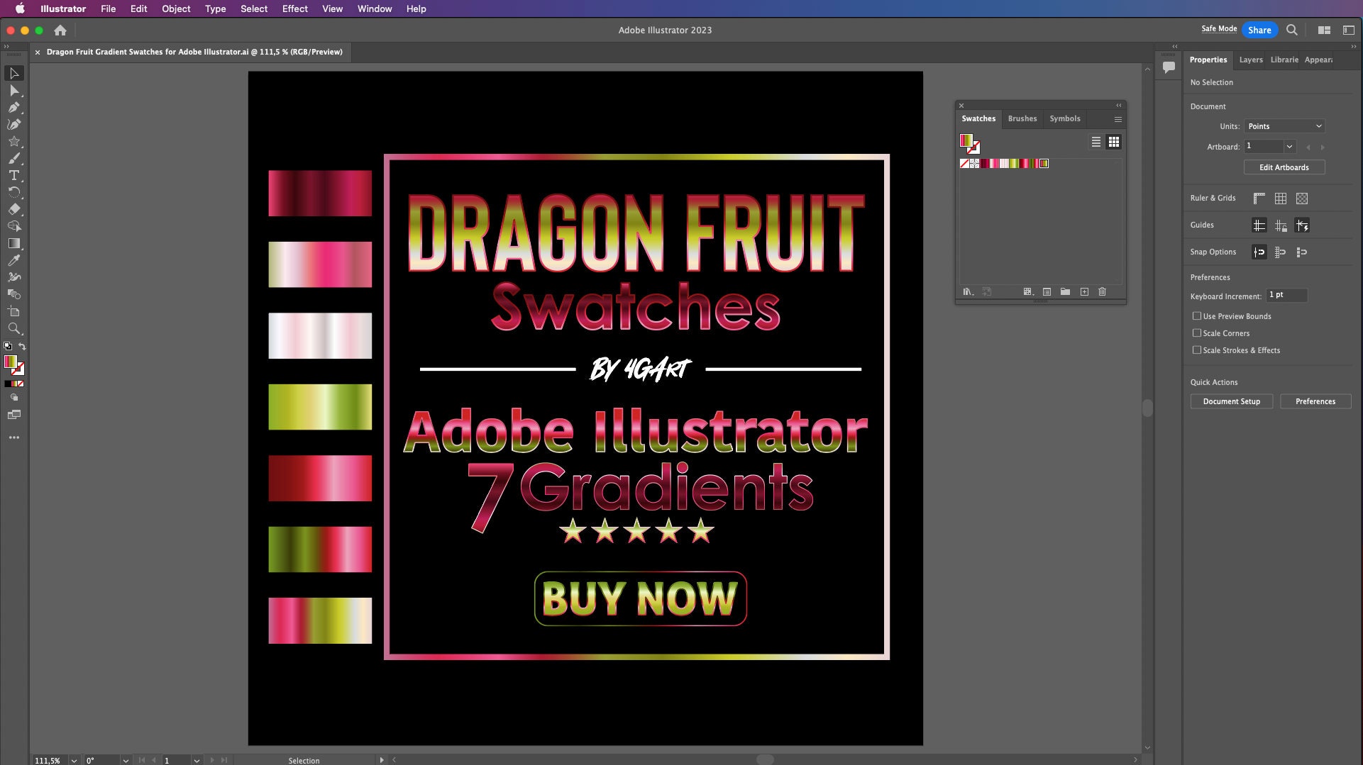 Dragon Fruit Gradient Swatches for Adobe Illustrator | Dragon Fruit Color Gradient | Illustrator ...