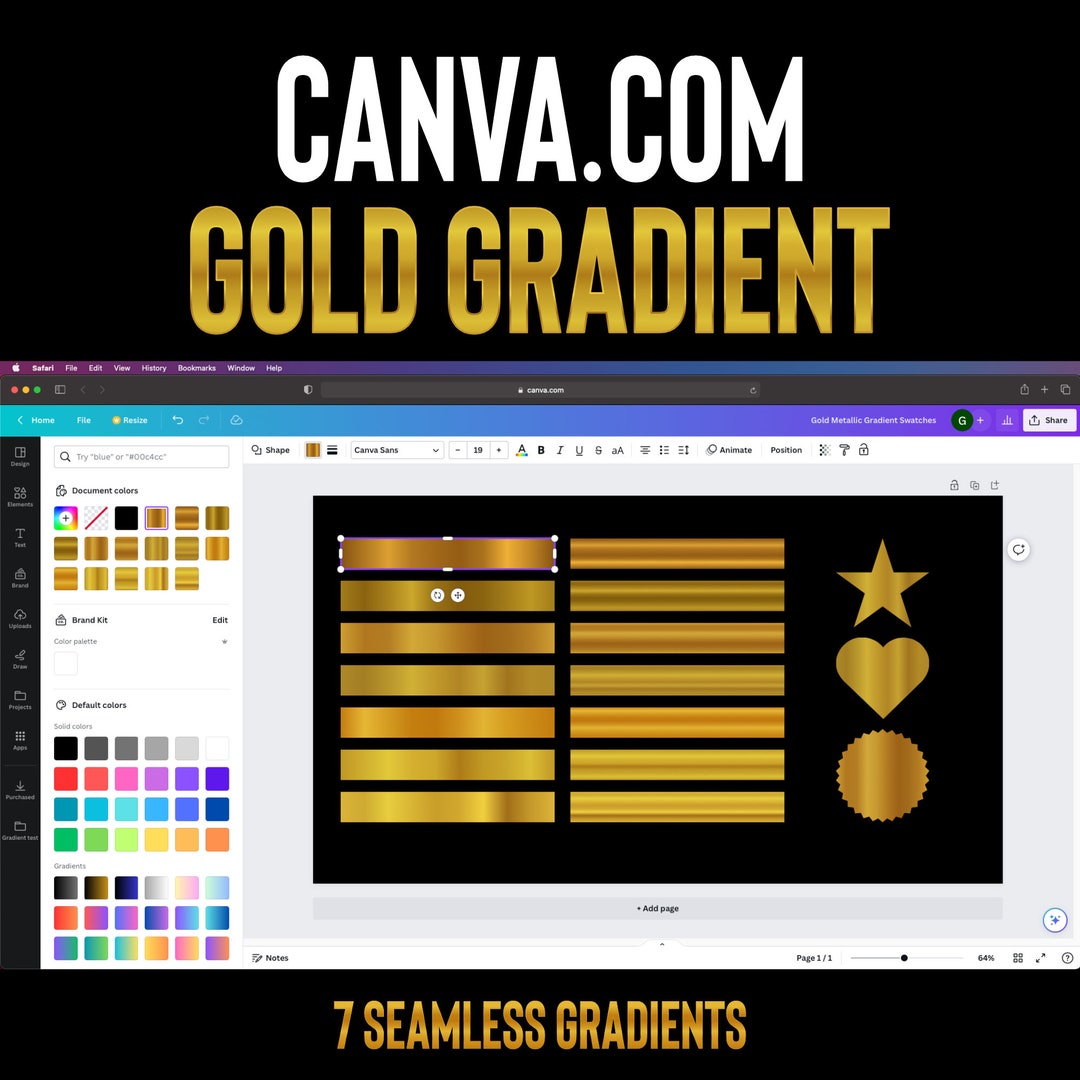 Canva Gold Metallic Gradient | Canva.com Gold Gradient Swatches | Gold ...