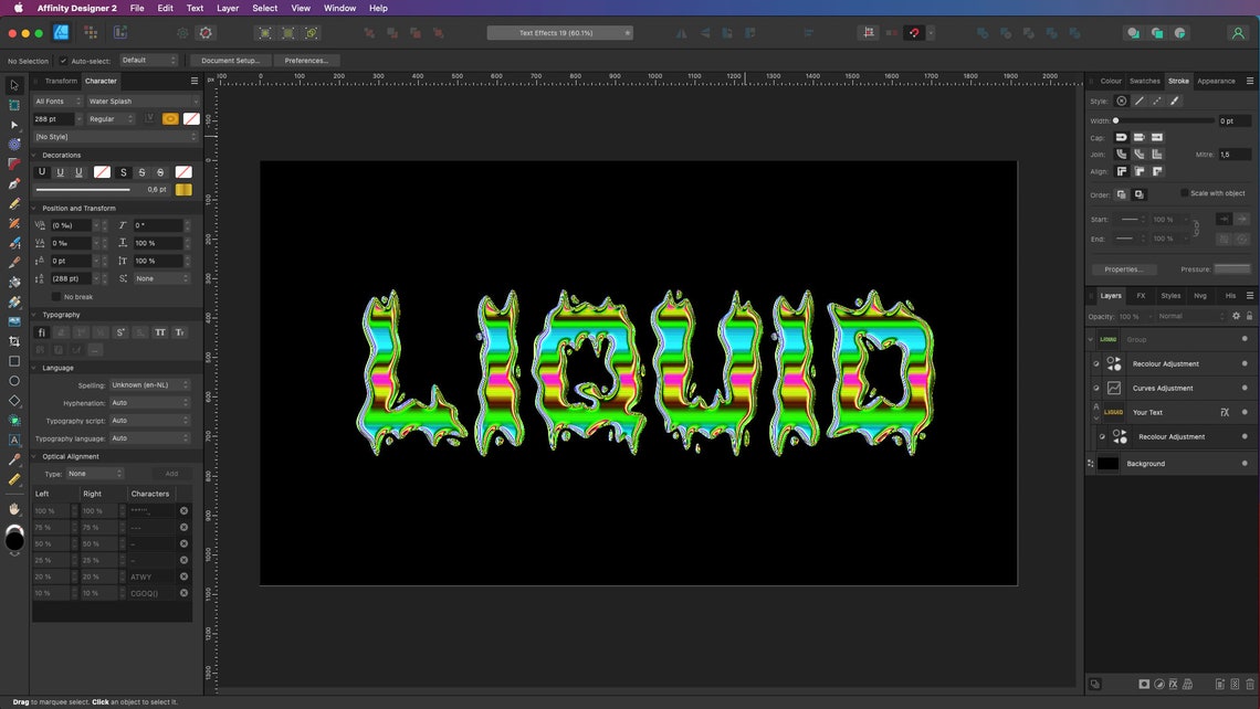 Text Effects for Affinity Designer | Chrome Vibrant Green and ...