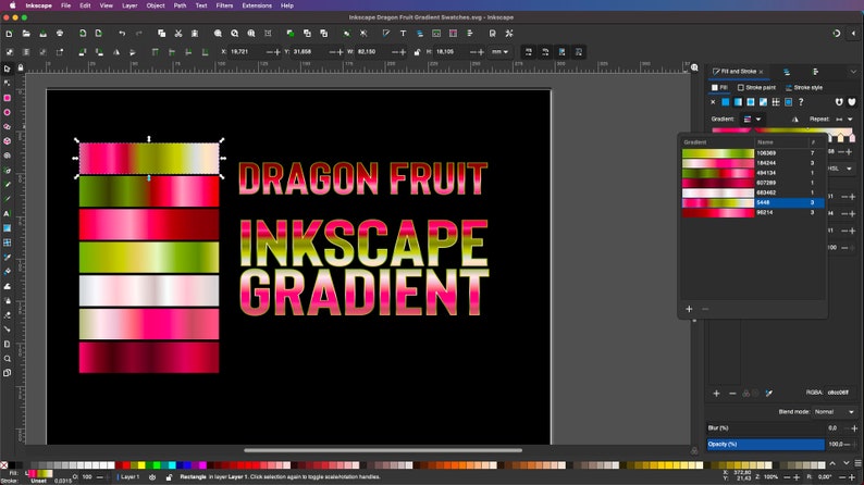 Dragon Fruit Color Gradient Swatches for Inkscape | Inkscape Dragon Fruit Gradient | Dragon ...