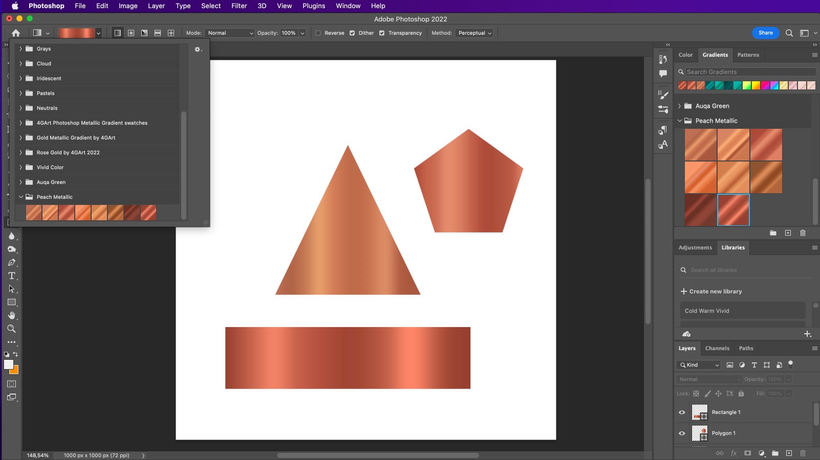 Peach Metallic Color Gradient for Photoshop and Photopea.com - Etsy