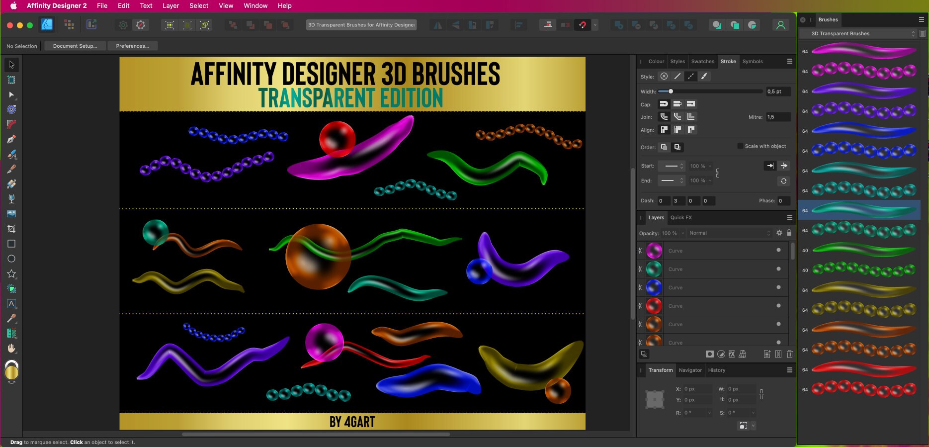 Affinity 3D Transparent Brushes for Affinity Designer | Affinity Designer Brushes - Etsy