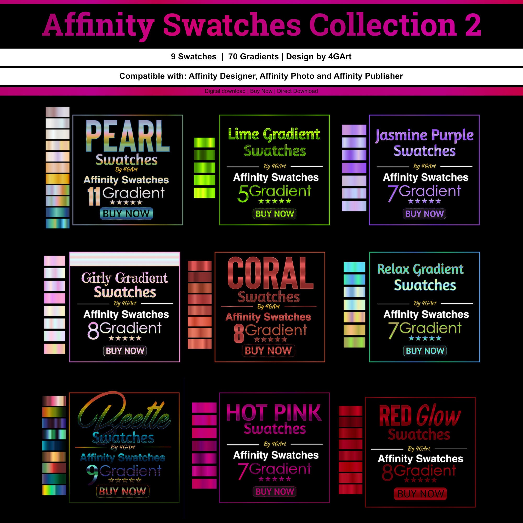 Affinity Gradient Swatches Collection Bundle 2 for Affinity Designer ...