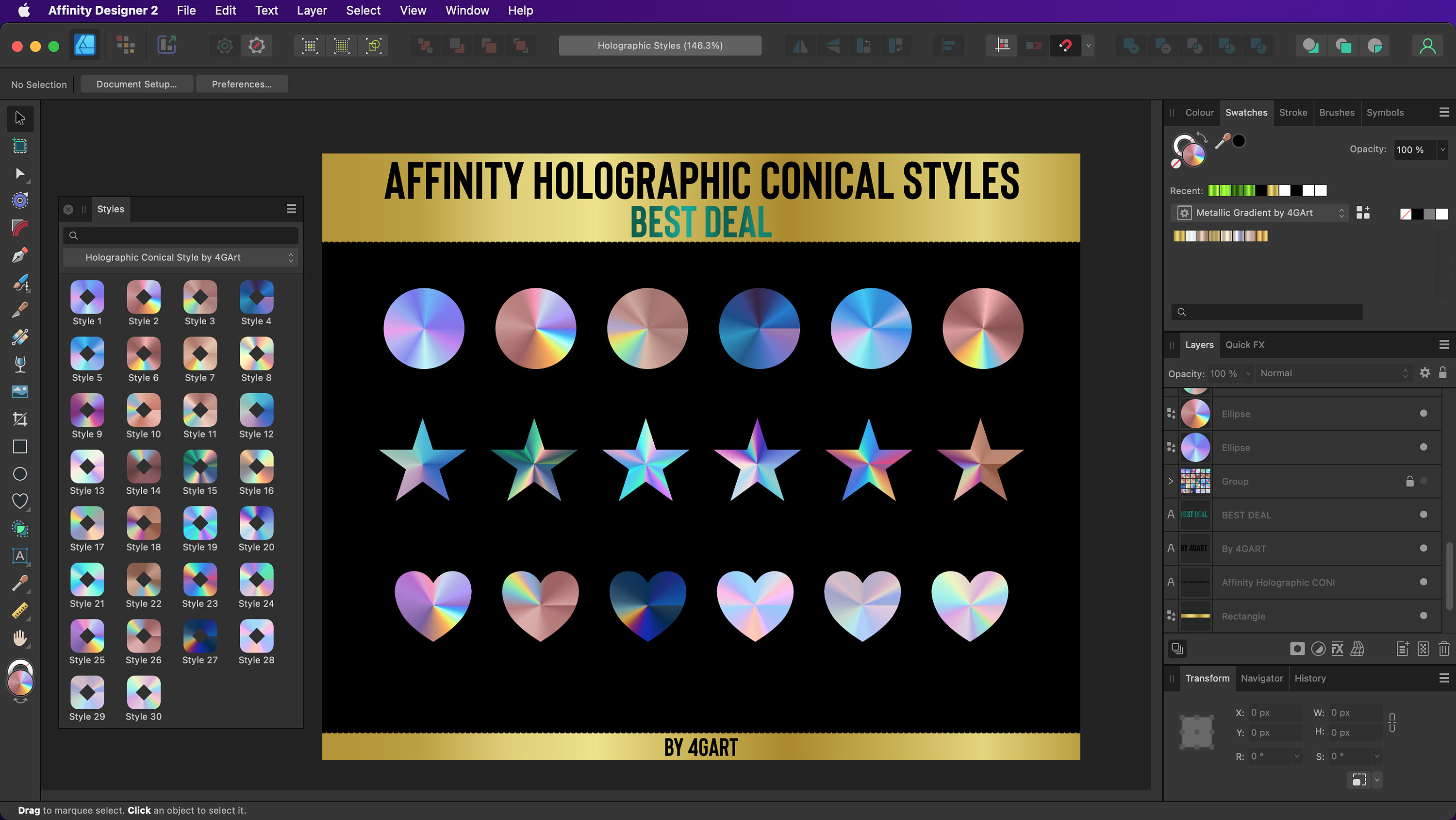 Affinity Holographic Conical Gradient Styles for Affinity Designer ...