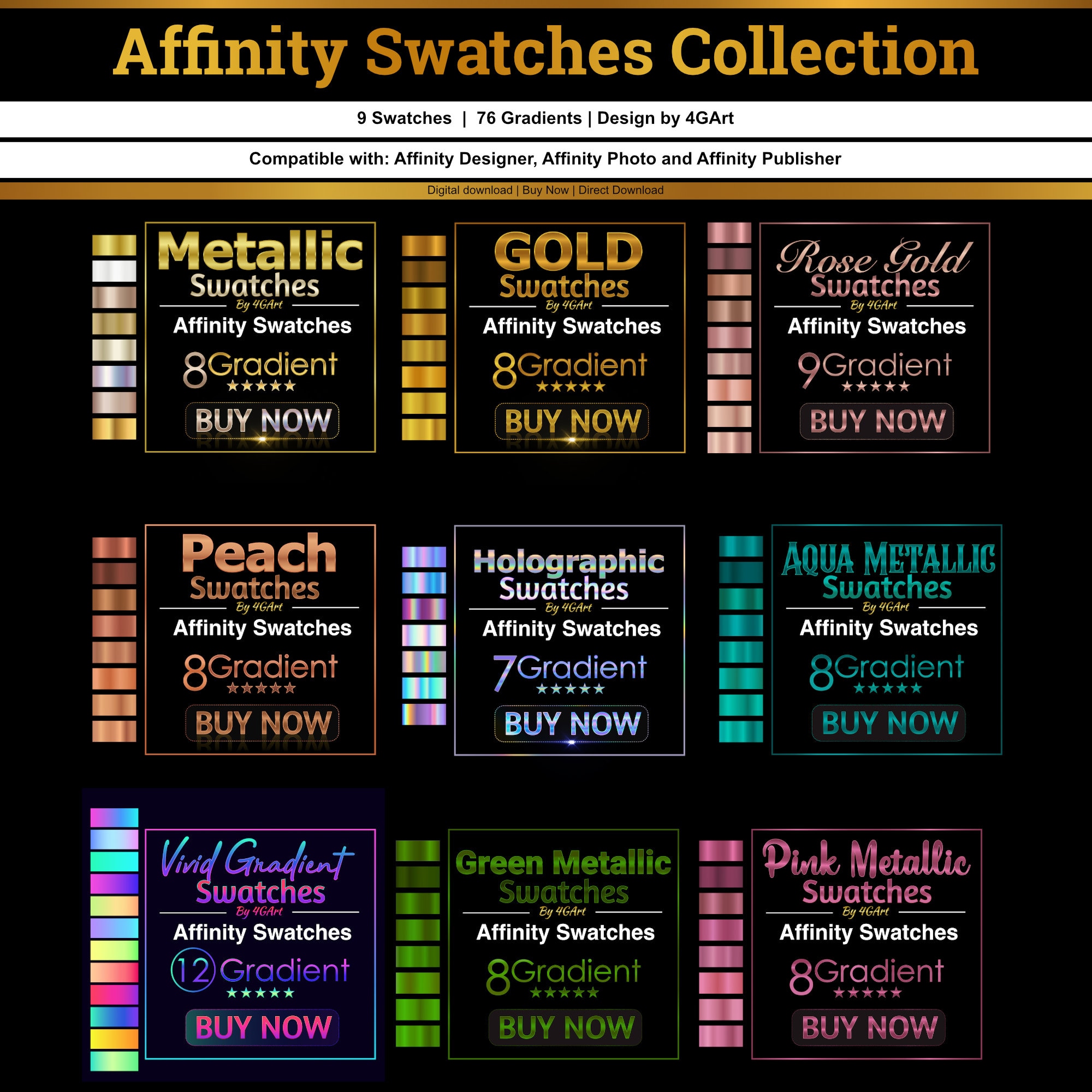 Affinity Gradient Swatches Collection Bundle for Affinity Designer ...