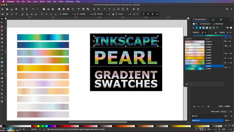 Pearl Color Gradient Swatches for Inkscape | Inkscape Pearl Gradient | Pearl Color | Metallic ...