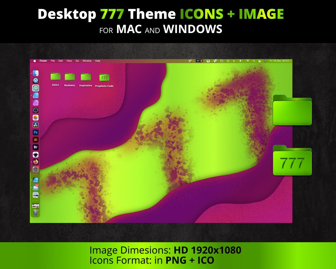 777 Theme | Desktop Folder Icon + HD Background Image Design for MAC ...