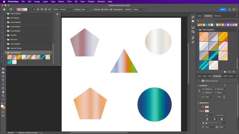 Pearl Color Gradient Swatches for Adobe Photoshop and Photopea.com ...