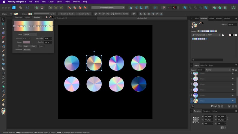 Holographic Color Gradient Vol. 2 for Affinity Designer and Affinity ...
