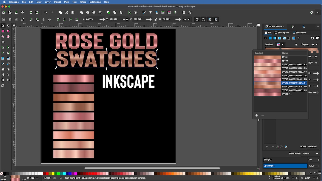 Rose Gold Swatches for Inkscape | Inkscape Rose Gold Gradient ...