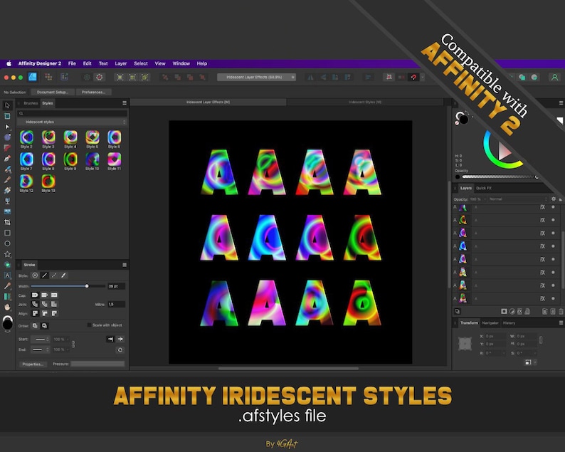 Affinity Iridescent Styles | Affinity Designer | Affinity Photo - Etsy