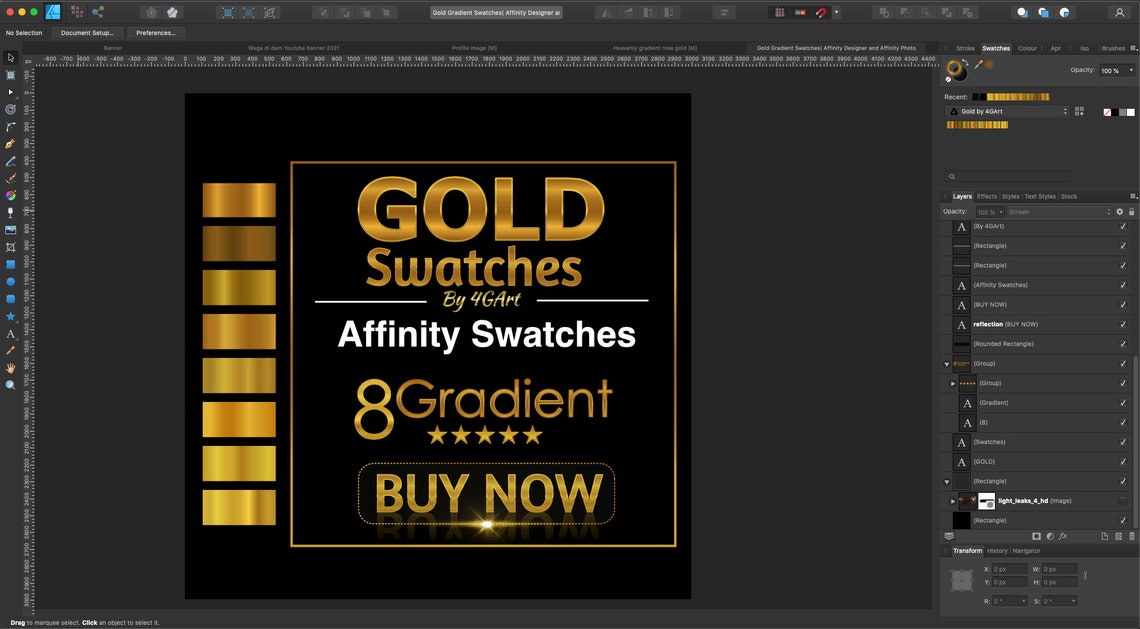 8 Gold Metallic Gradient for Affinity Designer and Affinity Photo - Etsy