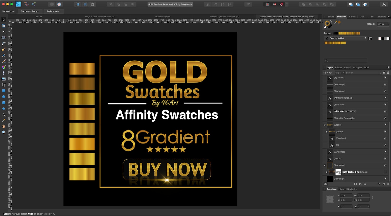8 Gold Metallic Gradient for Affinity Designer and Affinity Photo - Etsy