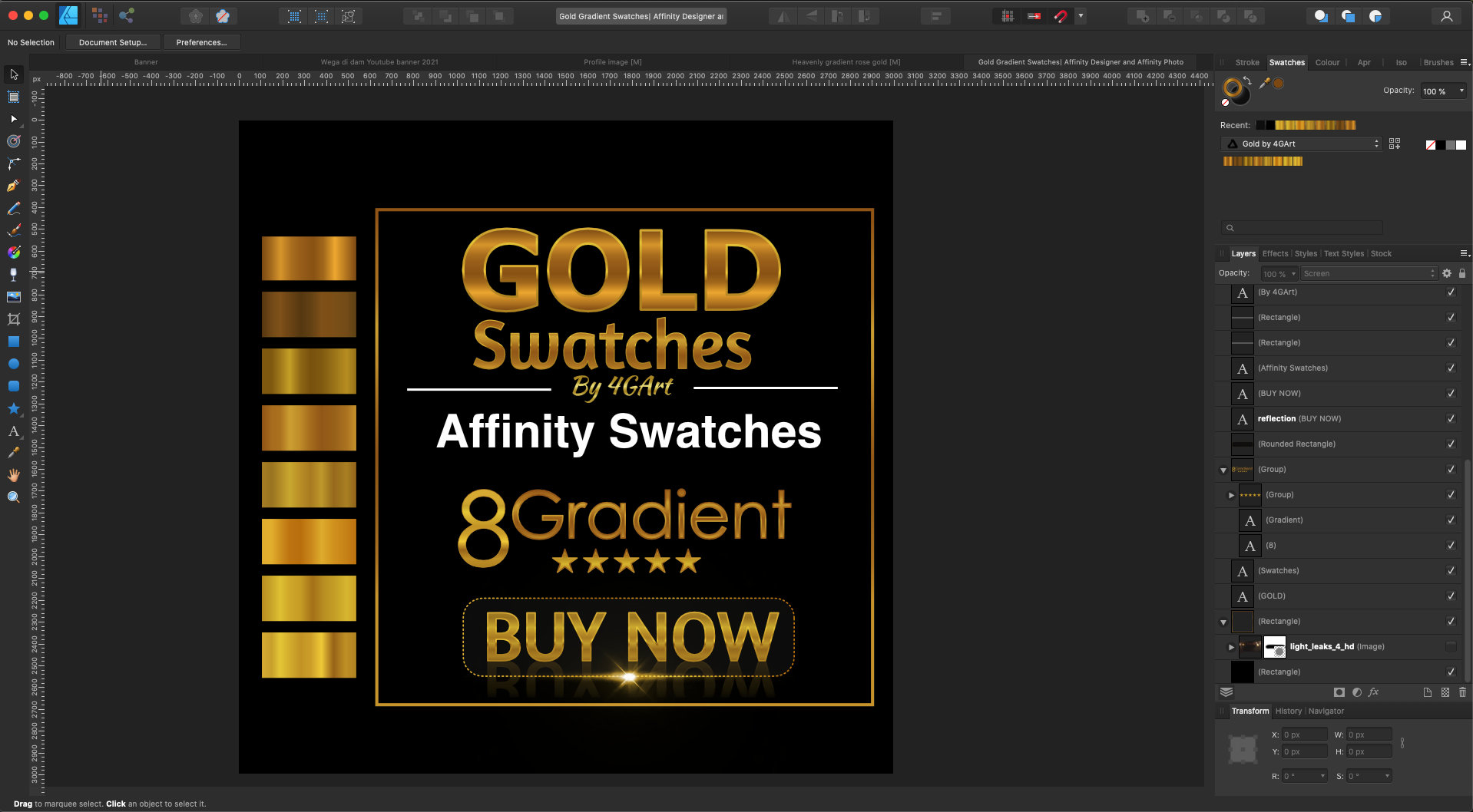 8 Gold Metallic Gradient for Affinity Designer and Affinity Photo - Etsy