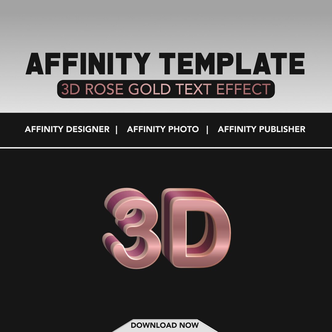 Affinity 3D Rose Gold Text Effect Template | Affinity Designer ...