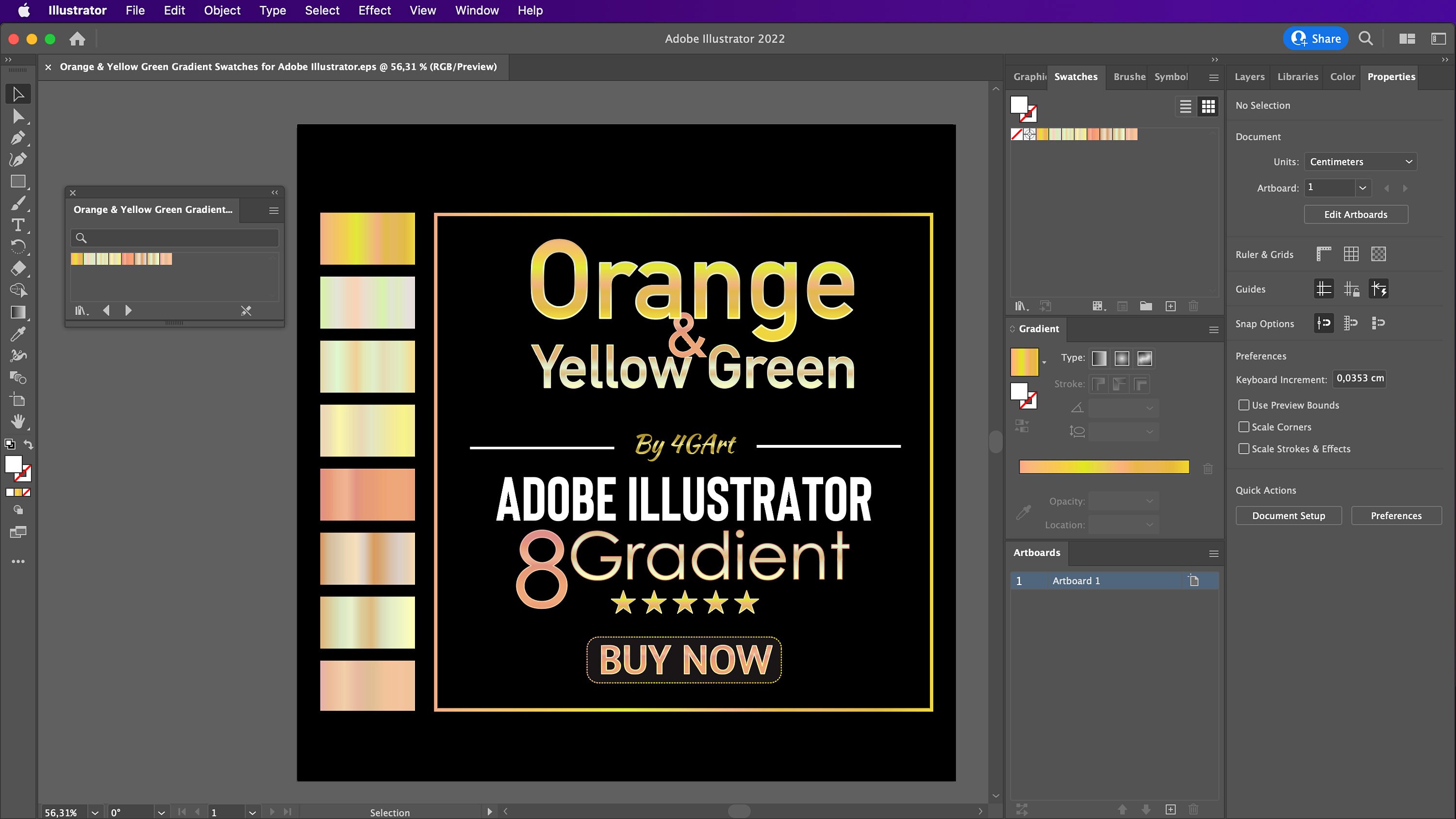 Orange & Yellow Green Gradient Swatches for Illustrator | Adobe ...