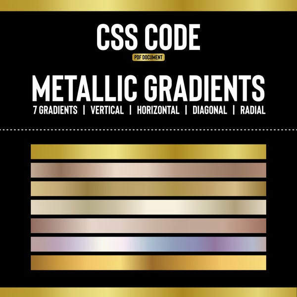 Metallic CSS Gradient Swatches PDF Sparkle With Gold and Rose Gold ...
