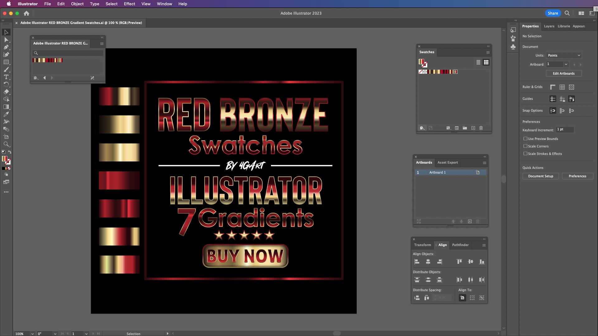Red Bronze Gradient Swatches for Adobe Illustrator | Red Bronze ...