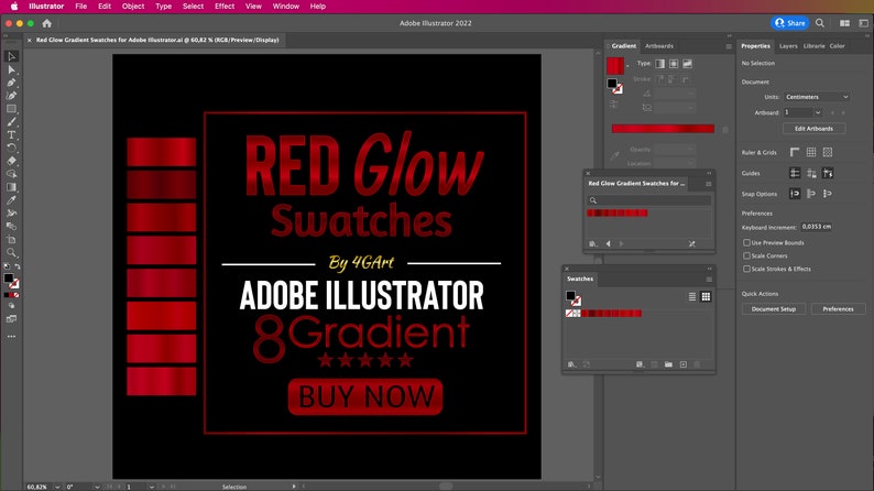 Red Glow Gradient Swatches for Illustrator | Adobe Illustrator - Etsy