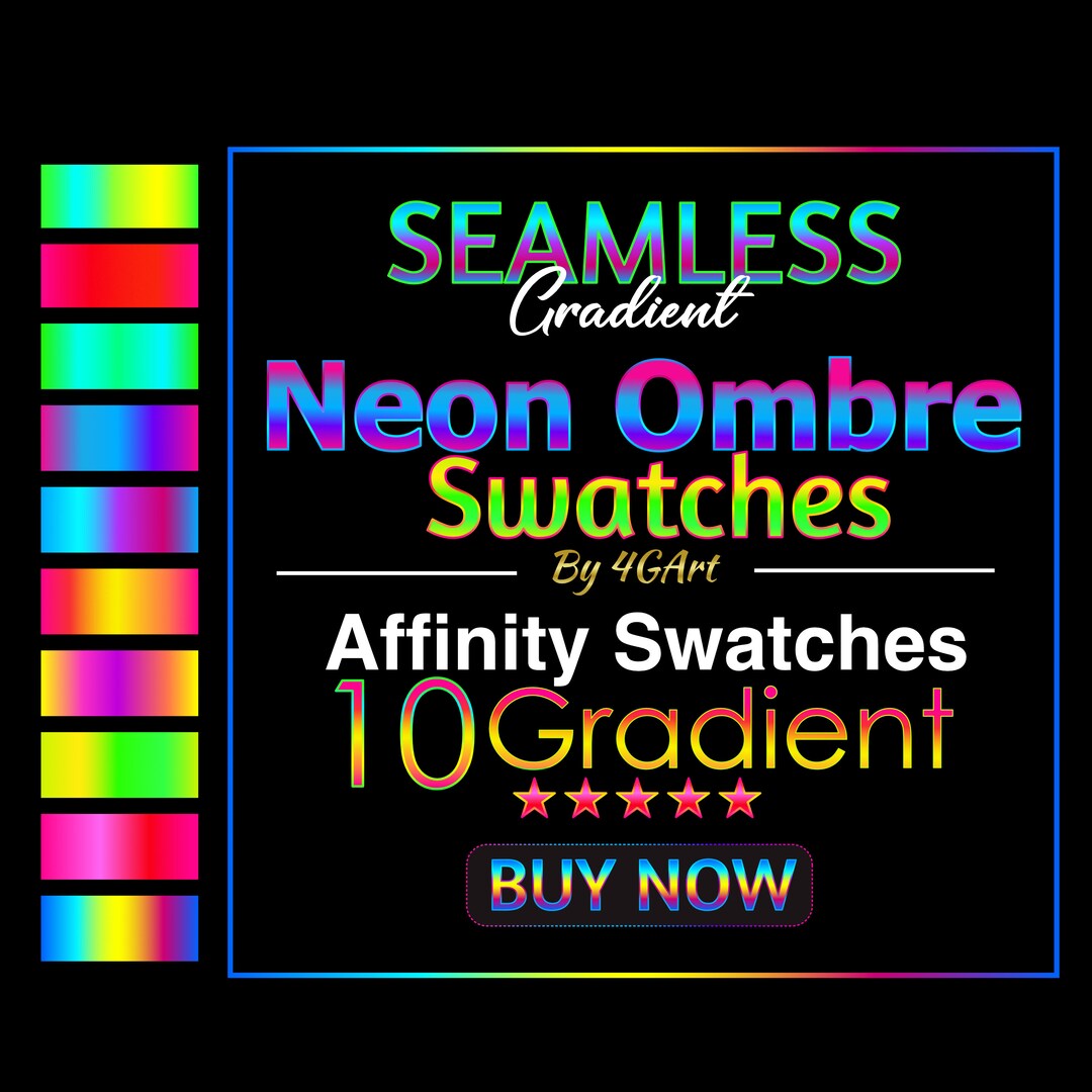 Seamless Neon Ombre Gradient Swatches for Affinity Designer, Affinity ...