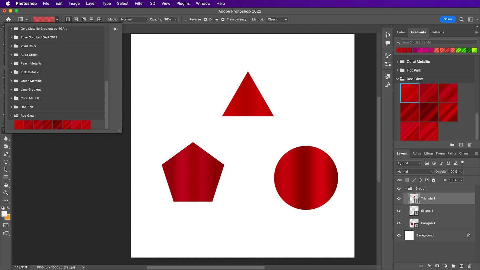 Red Glow Color Gradient Swatches for Adobe Photoshop and Photopea.com ...